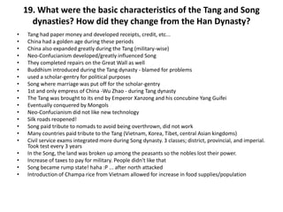 Chupe’s test- review answers- post-classical period | PPTX