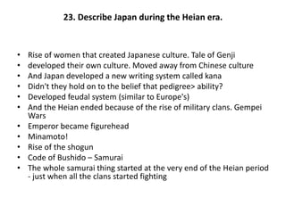 Chupe’s test- review answers- post-classical period | PPTX