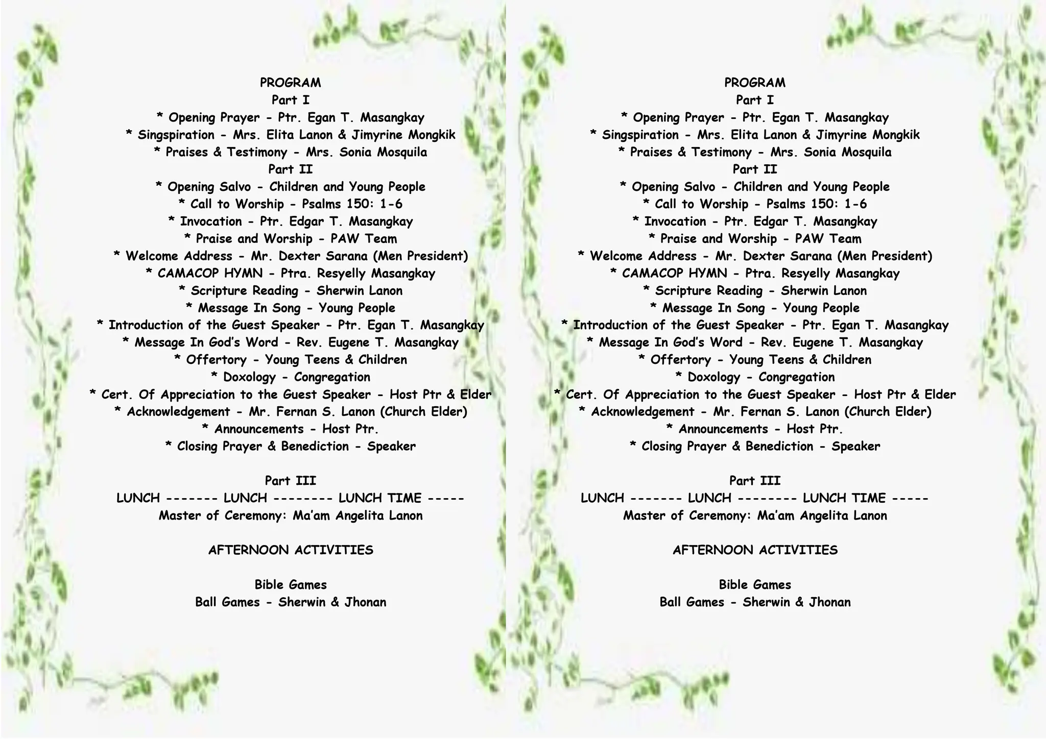 CHURCH FOUNDING ANNIVERSARRY OF VICTORY ALLIANCE CHURCH | DOCX