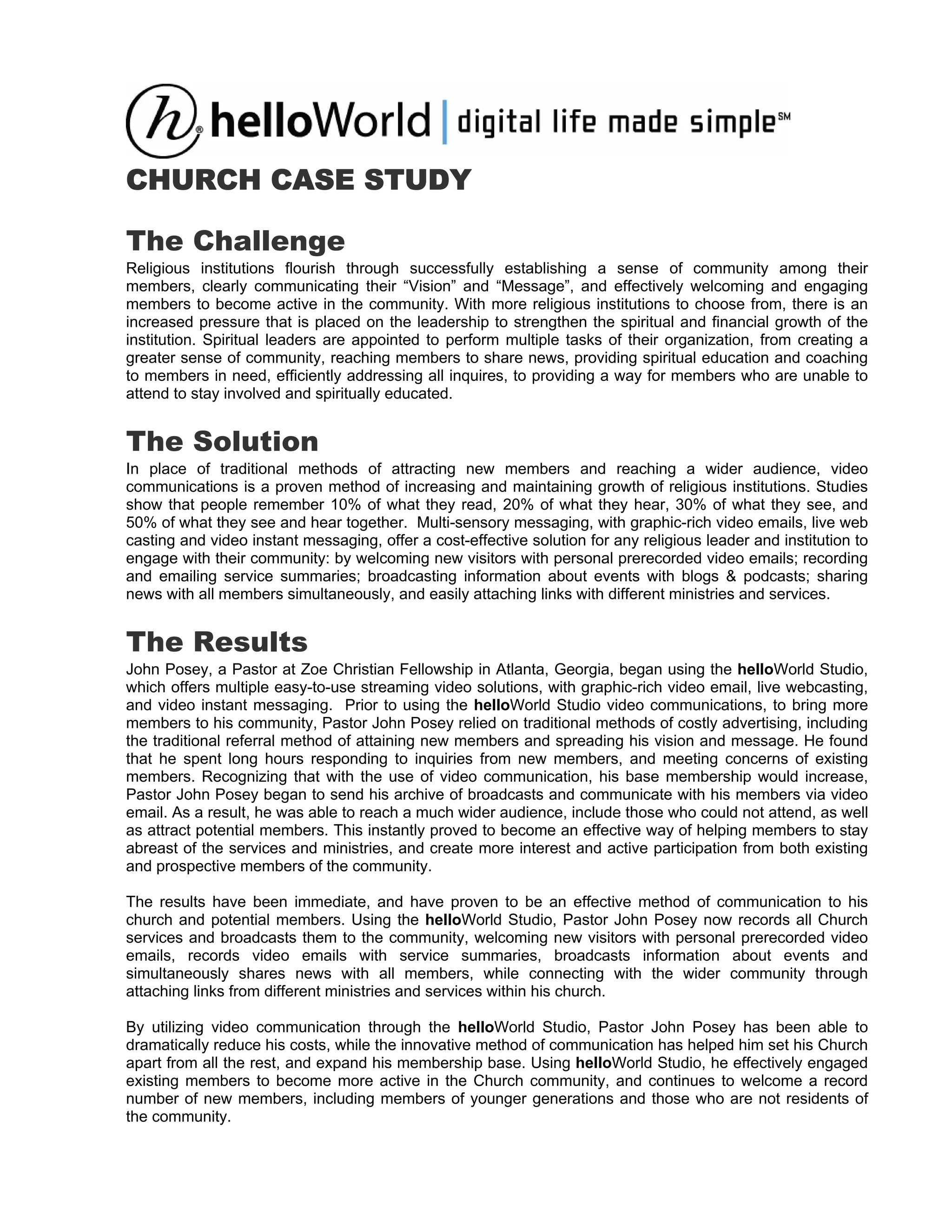 Church Case Study Final | PDF