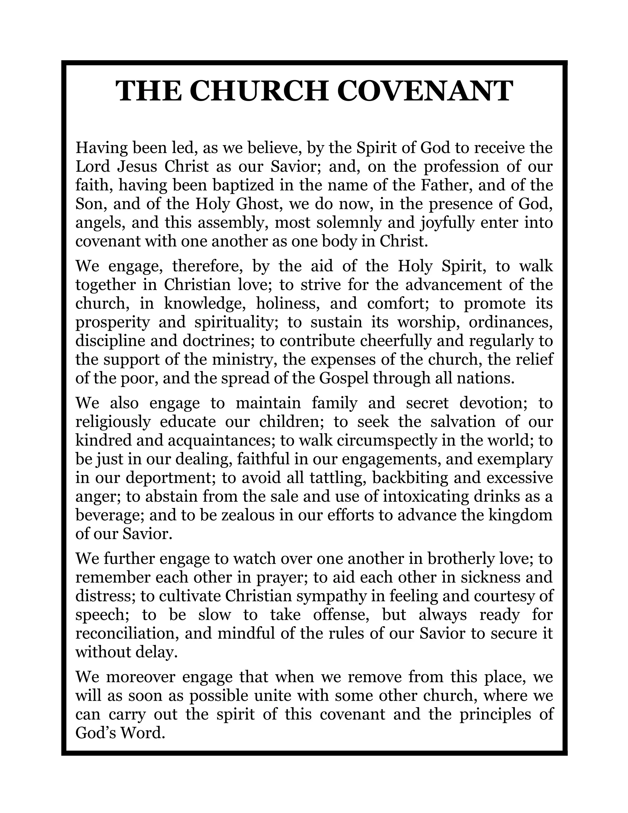 The Church Covenant | PDF