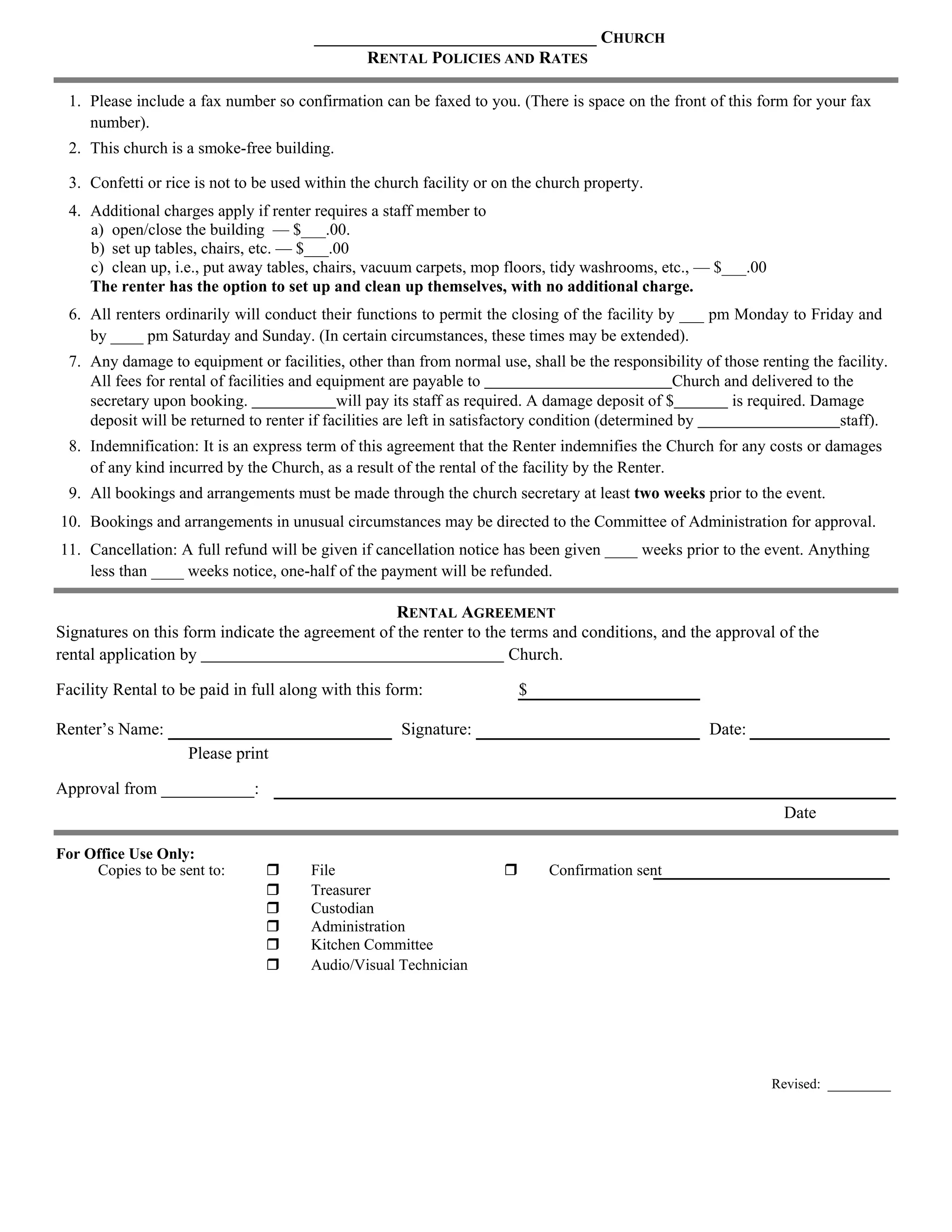 Church facility rental form | PDF