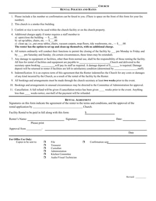 Church Rental Agreement Template