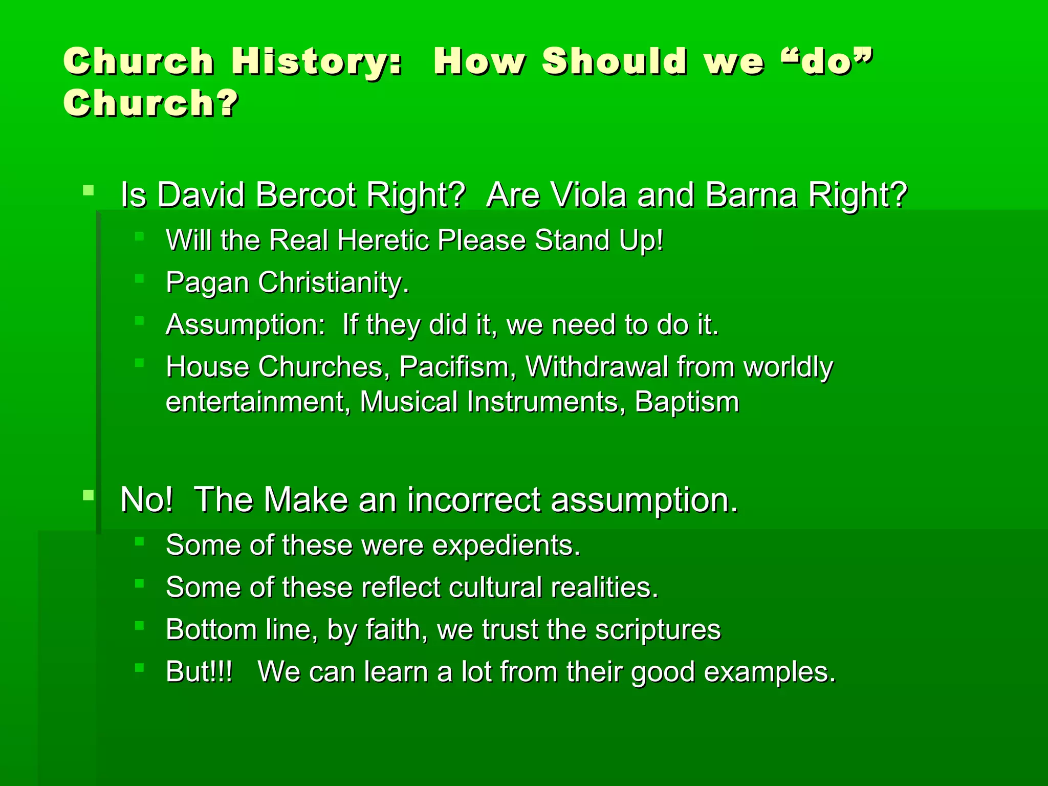 Power Point and Notes for Class on Church History | PPT