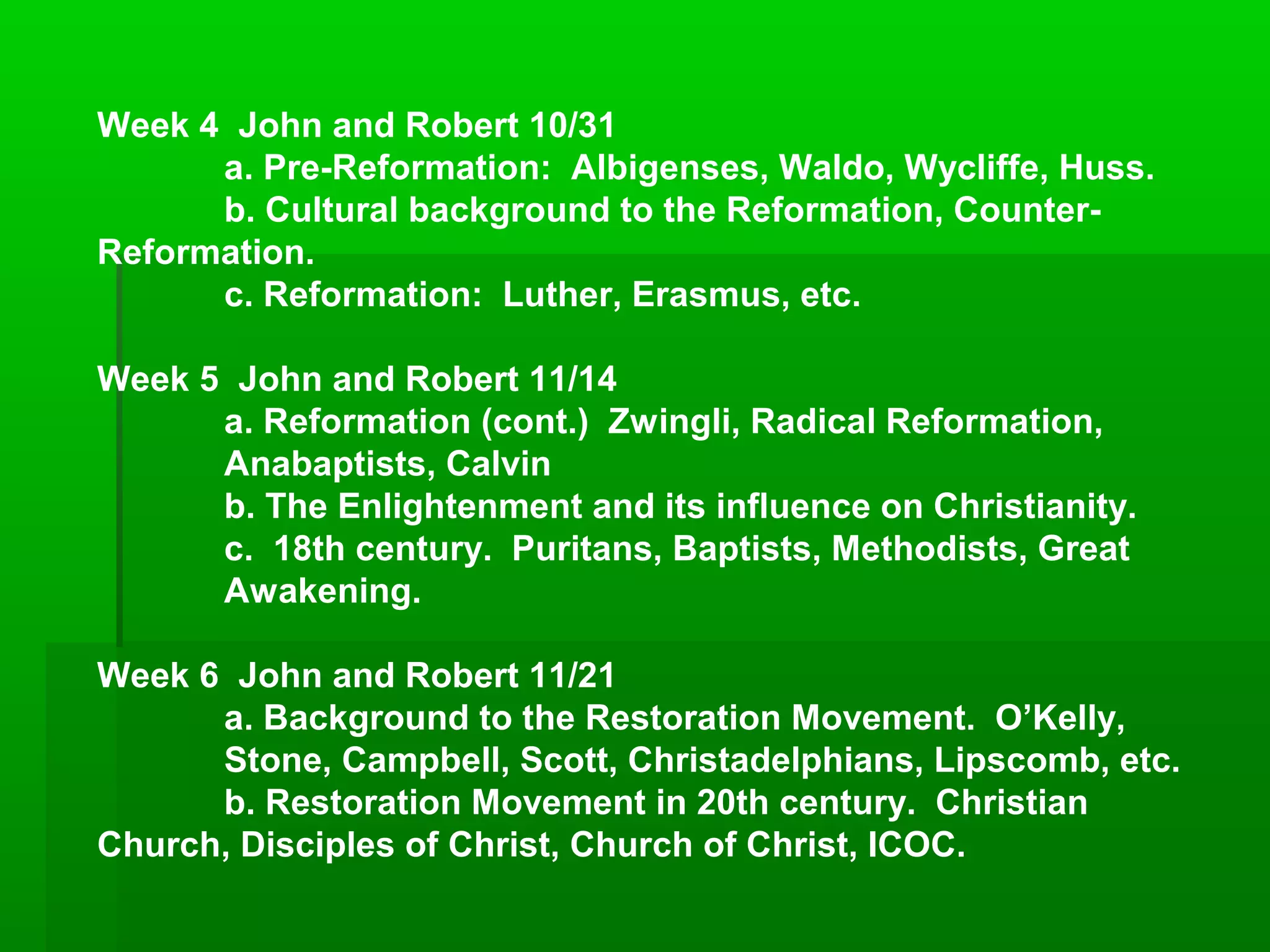 Power Point and Notes for Class on Church History | PPT