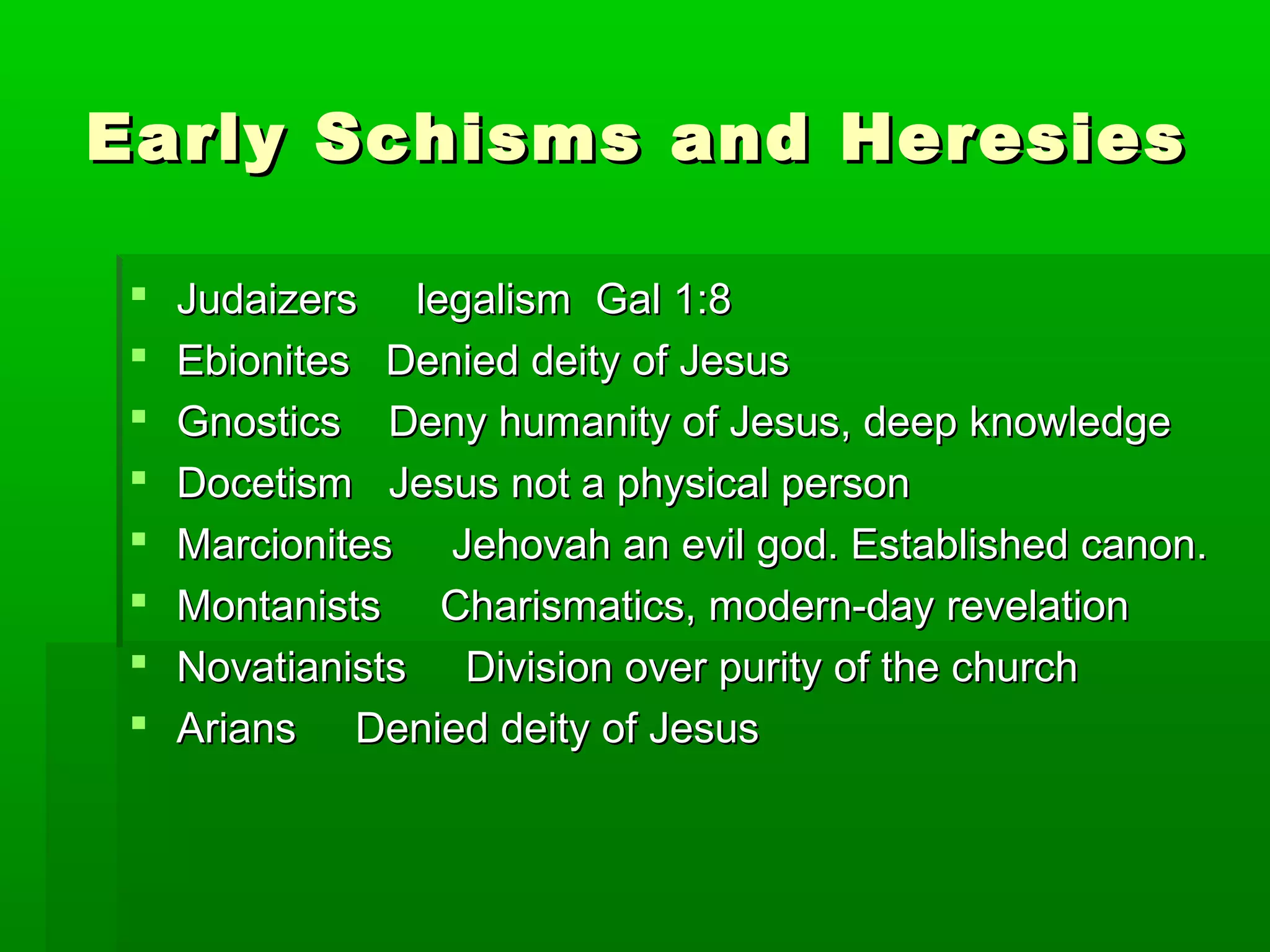 Power Point and Notes for Class on Church History | PPT