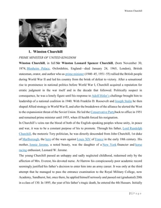 Biography of Winston Churchill | PDF