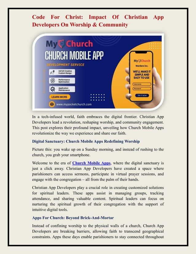 Church Mobile Apps.pdf | Computer Software and Applications | Computing
