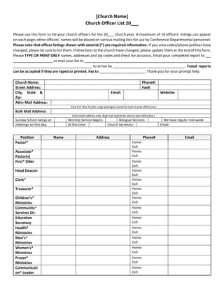 Church officerslist | PDF