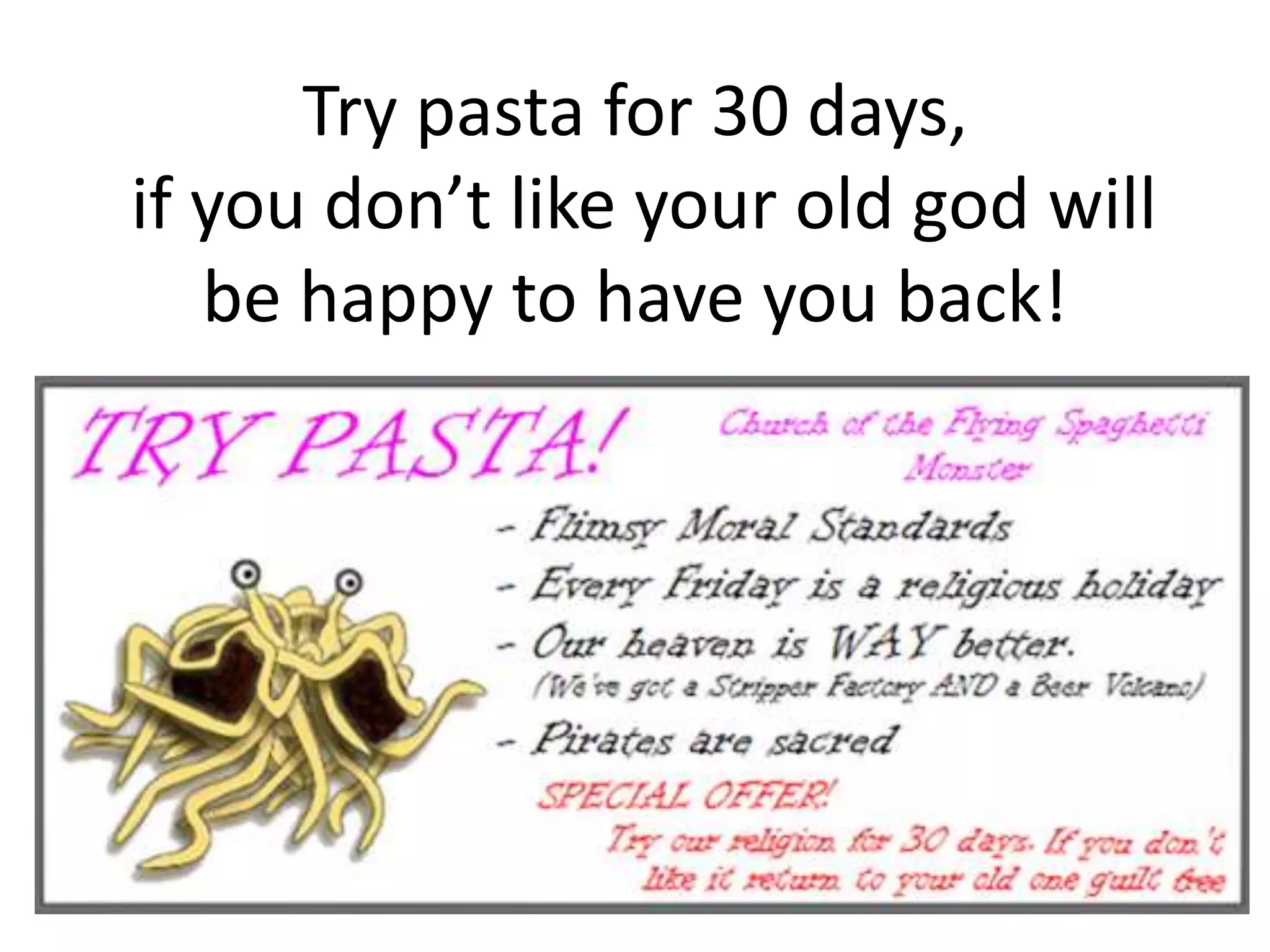 Church of the flying spaghetti monster pastafarianism | PPTX