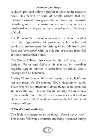 CHURCH PROTOCOL AND ETIQUETTE E-COPY By Amb Steve Mbugua | PDF