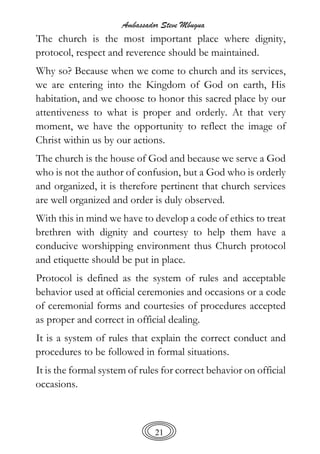 CHURCH PROTOCOL AND ETIQUETTE E-COPY By Amb Steve Mbugua | PDF