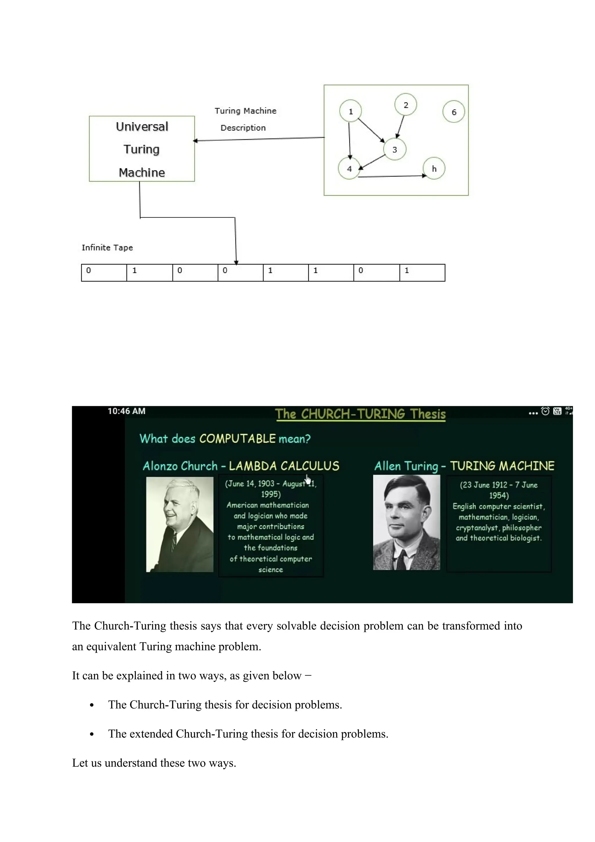churchthesis.docx turing machine and undecidability | DOCX | Programming Languages | Computing