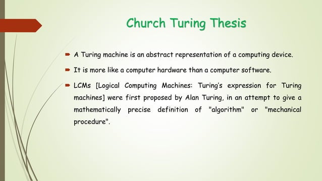Church Turing Thesis | PPTX | Programming Languages | Computing
