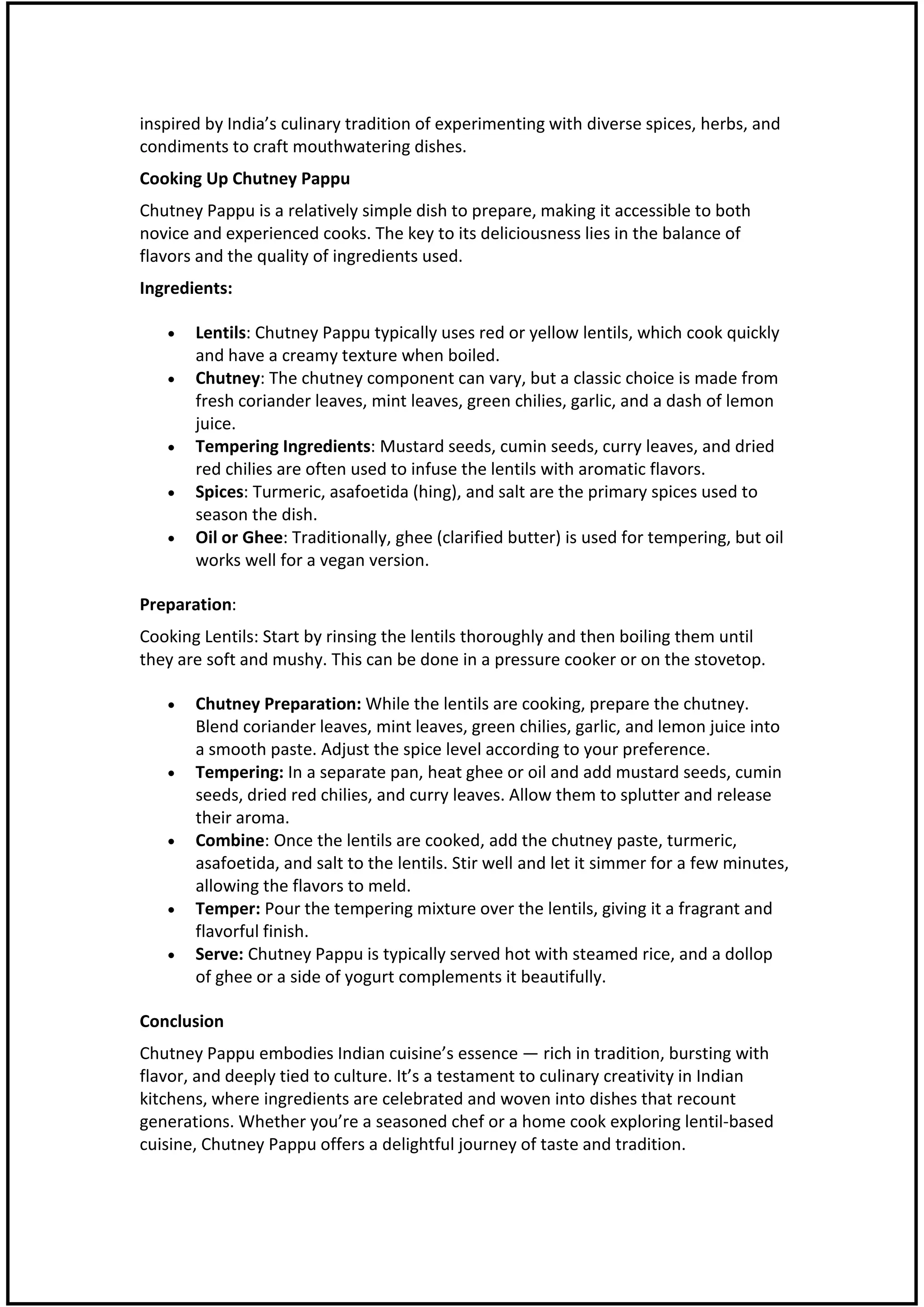 Chutney Pappu: A Flavorful Twist on Traditional Lentil Dishes | PDF