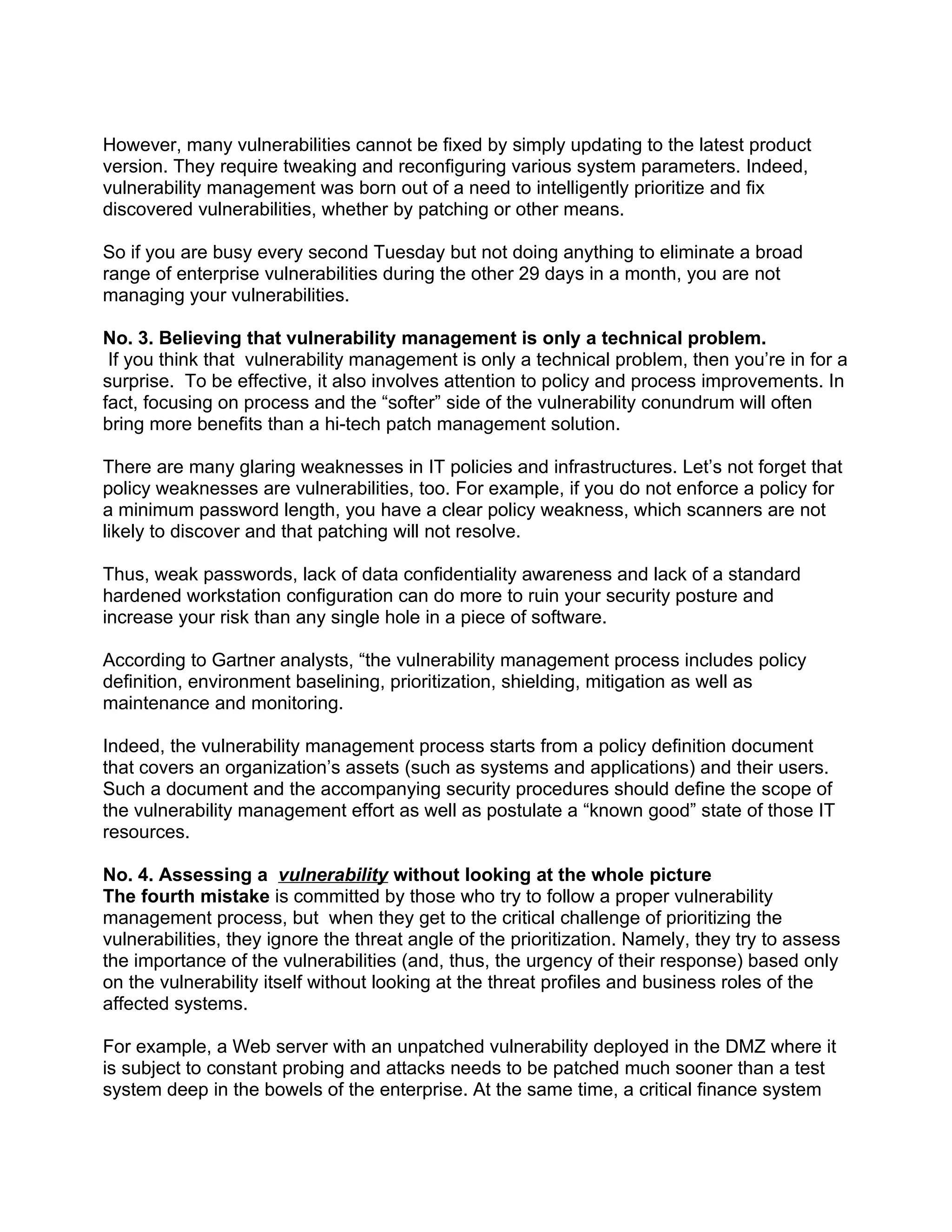 Five Mistakes of Vulnerability Management | DOC