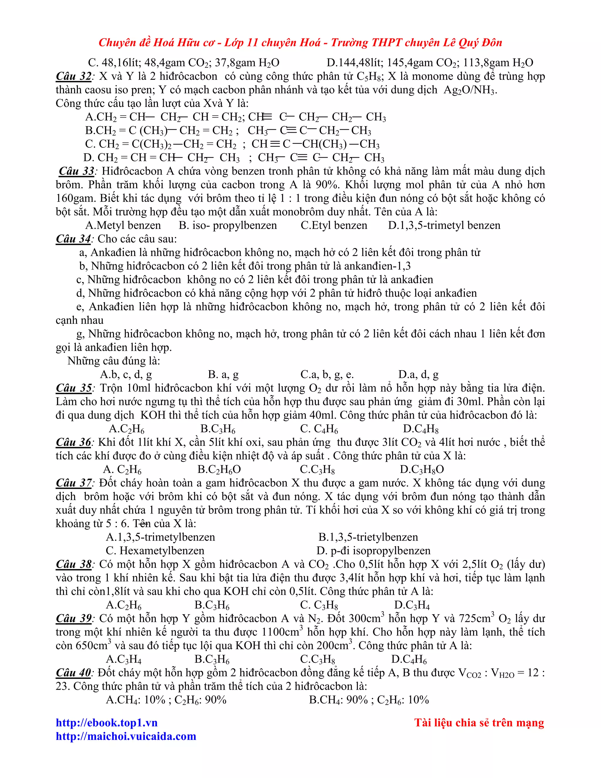 Chuyen de-hoa-huu-co-lop-11 chuyen-hoa | PDF