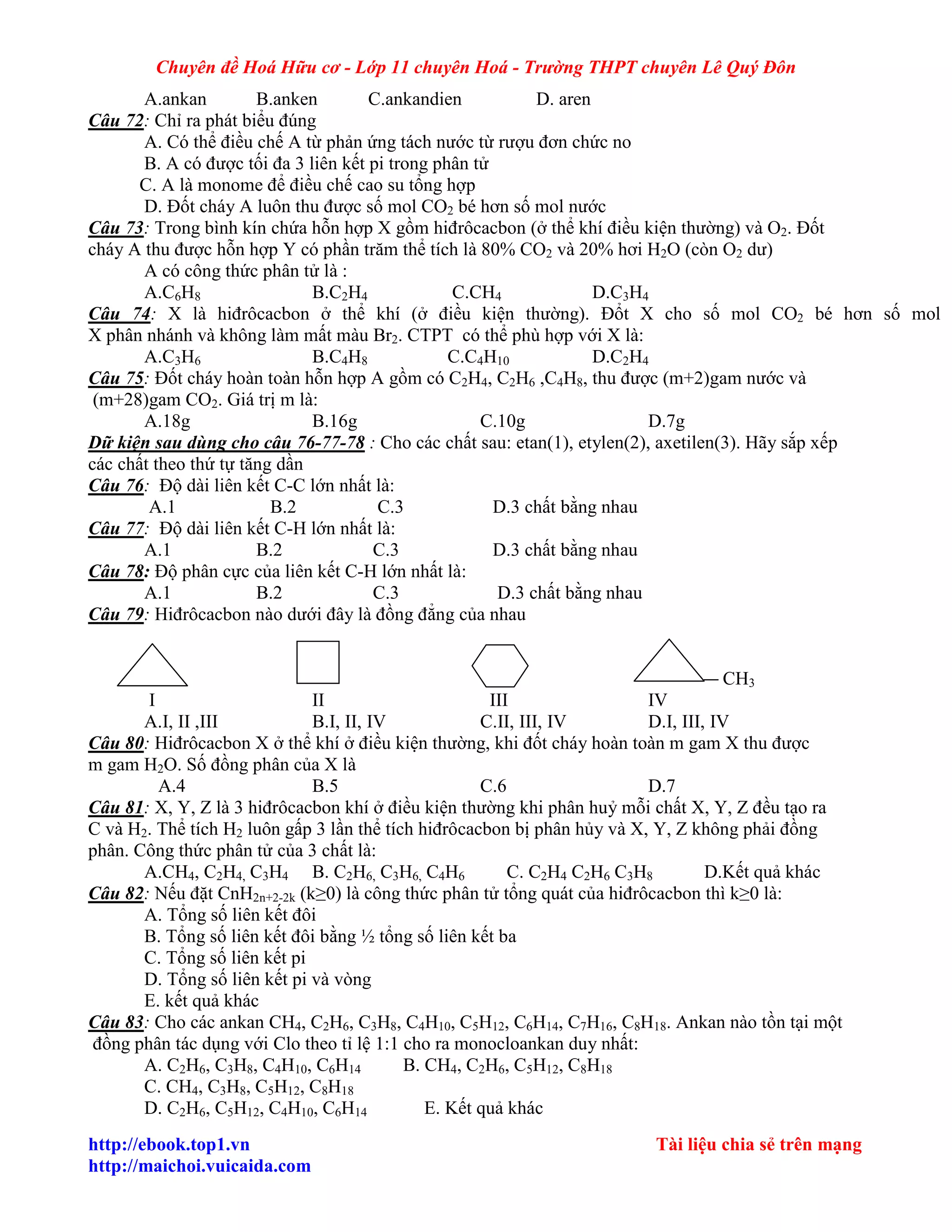 Chuyen de-hoa-huu-co-lop-11 chuyen-hoa | PDF