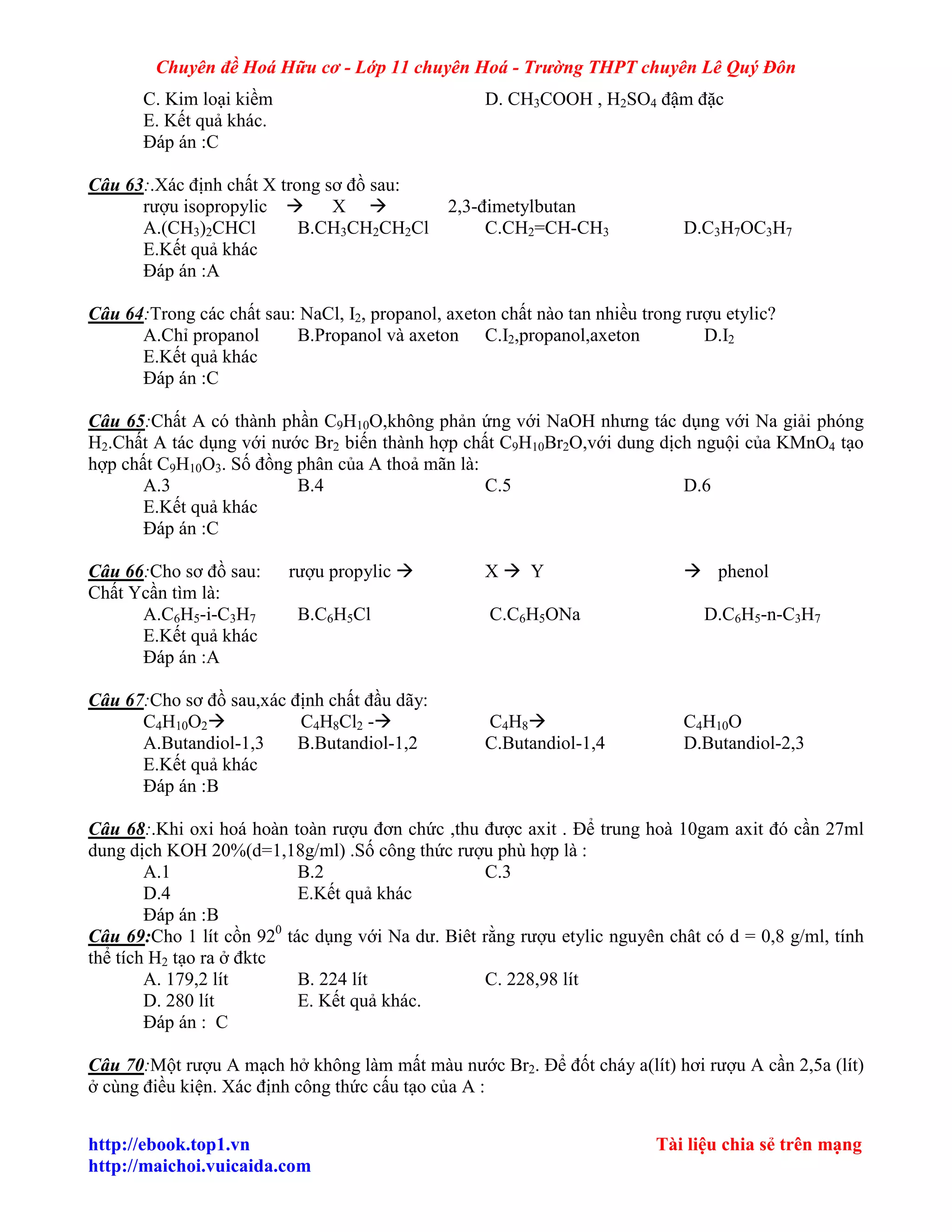 Chuyen de-hoa-huu-co-lop-11 chuyen-hoa | PDF