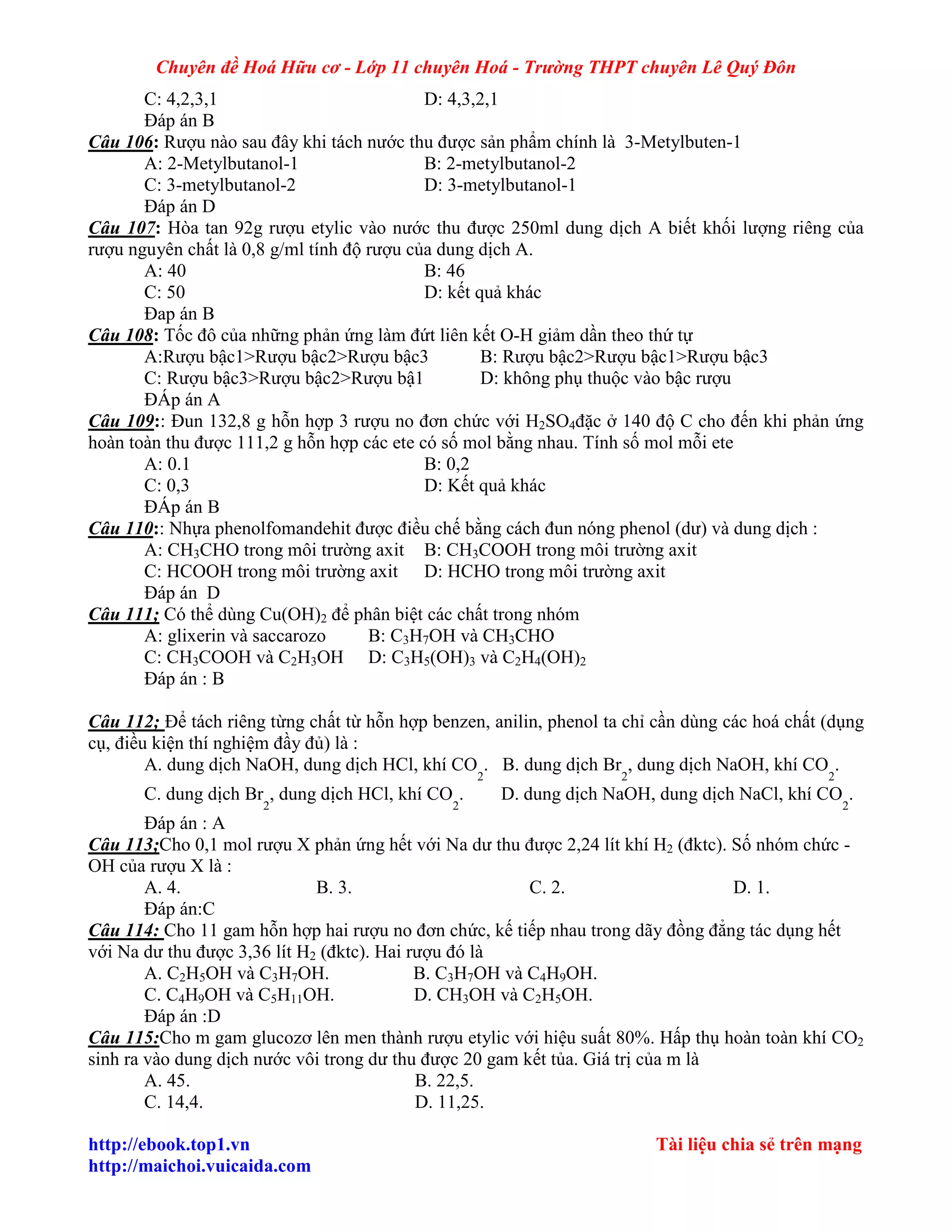 Chuyen de-hoa-huu-co-lop-11 chuyen-hoa | PDF