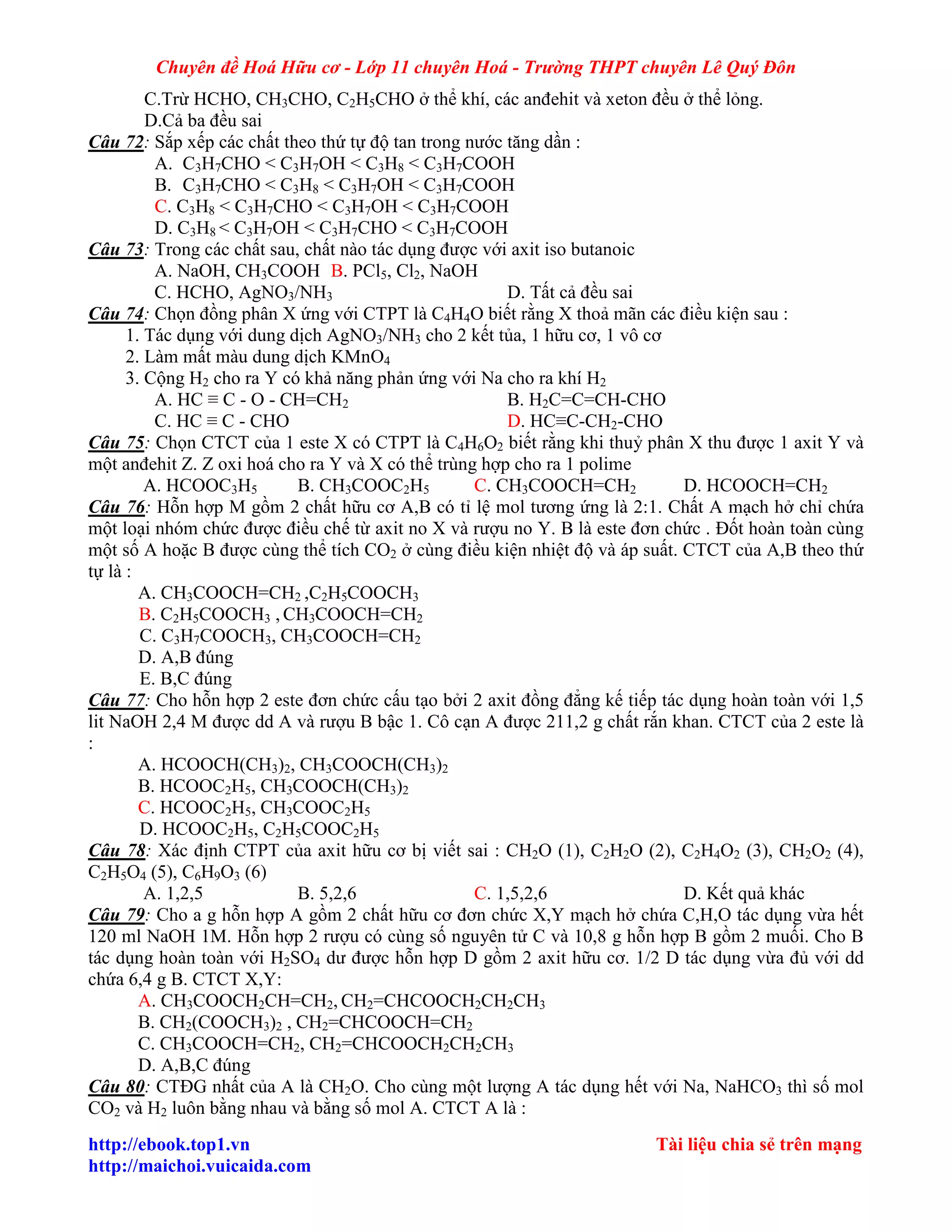 Chuyen de-hoa-huu-co-lop-11 chuyen-hoa | PDF