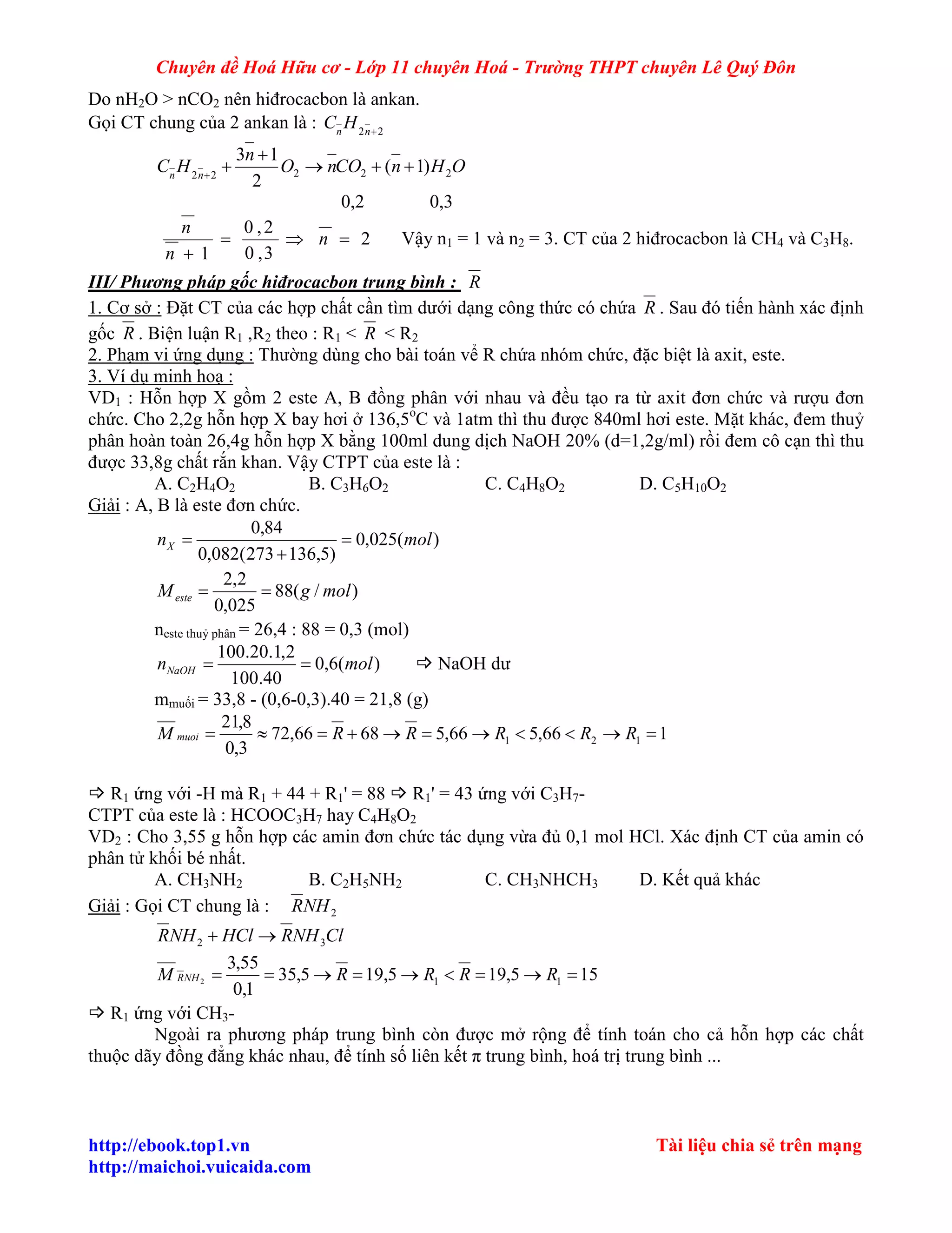 Chuyen de-hoa-huu-co-lop-11 chuyen-hoa | PDF