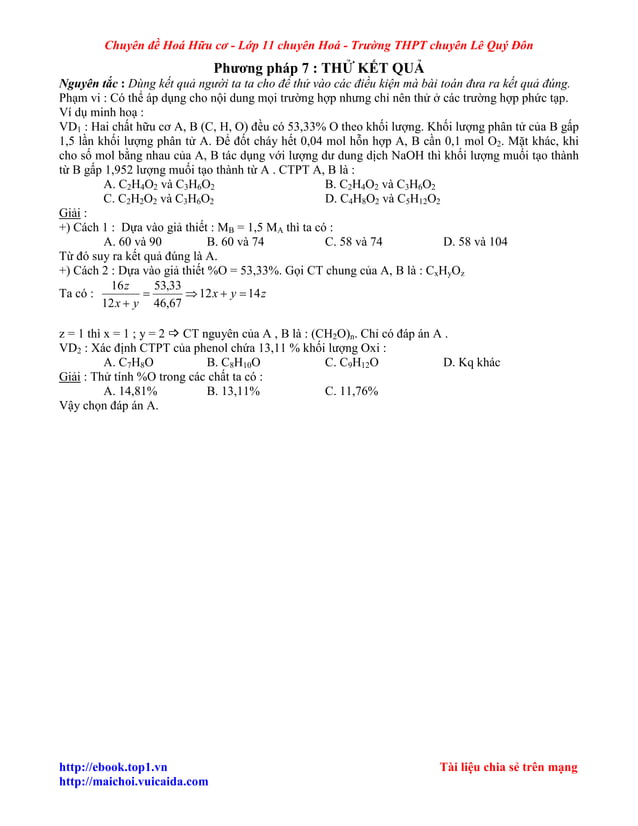 Chuyen de-hoa-huu-co-lop-11 chuyen-hoa | PDF