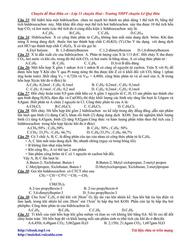 Chuyen de-hoa-huu-co-lop-11 chuyen-hoa | PDF