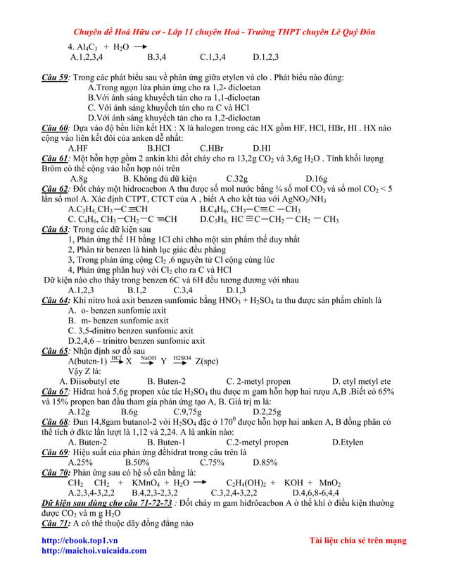Chuyen de-hoa-huu-co-lop-11 chuyen-hoa | PDF