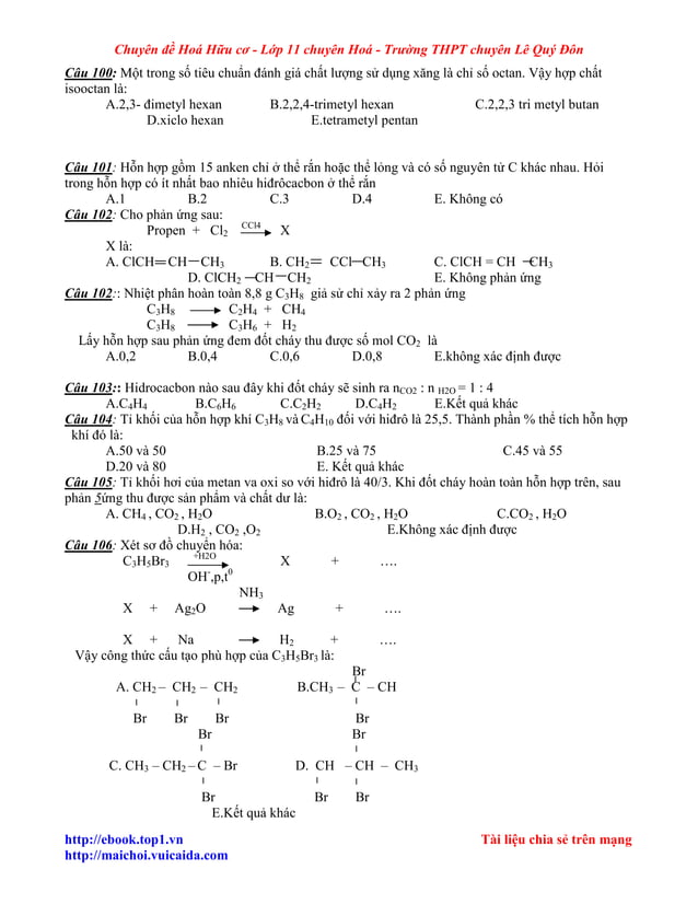 Chuyen de-hoa-huu-co-lop-11 chuyen-hoa | PDF