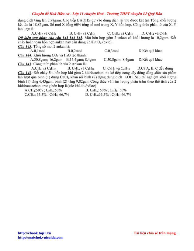 Chuyen de-hoa-huu-co-lop-11 chuyen-hoa | PDF