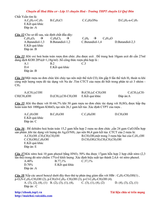 Chuyen de-hoa-huu-co-lop-11 chuyen-hoa | PDF