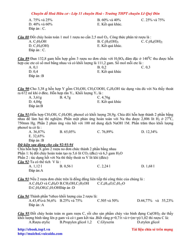 Chuyen de-hoa-huu-co-lop-11 chuyen-hoa | PDF