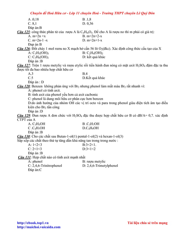 Chuyen de-hoa-huu-co-lop-11 chuyen-hoa | PDF