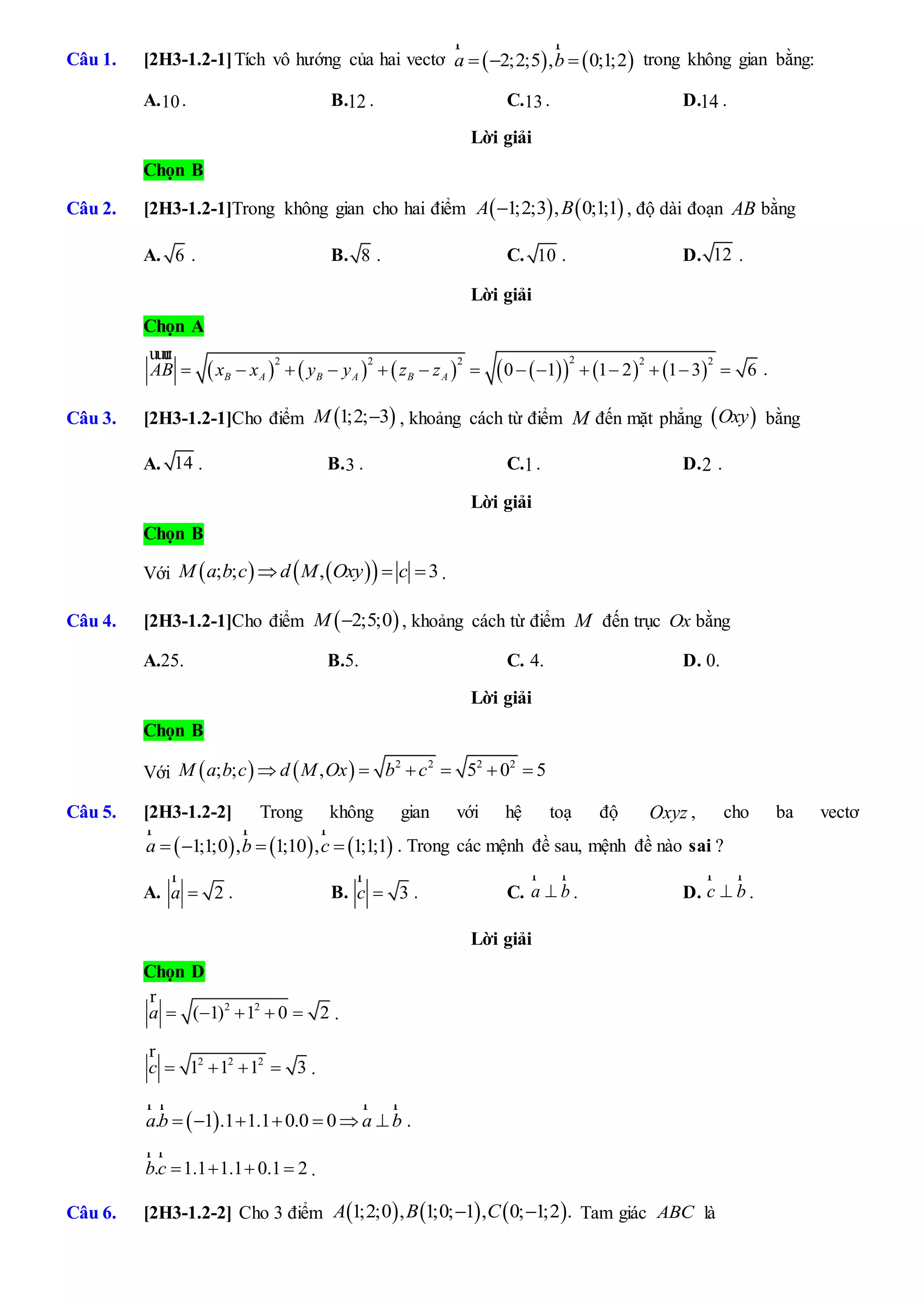 Chuyên Đề Phương Pháp Tọa Độ Trong Không Gian Oxyz Tự Luận Và Trắc Nghiệm | DOCX