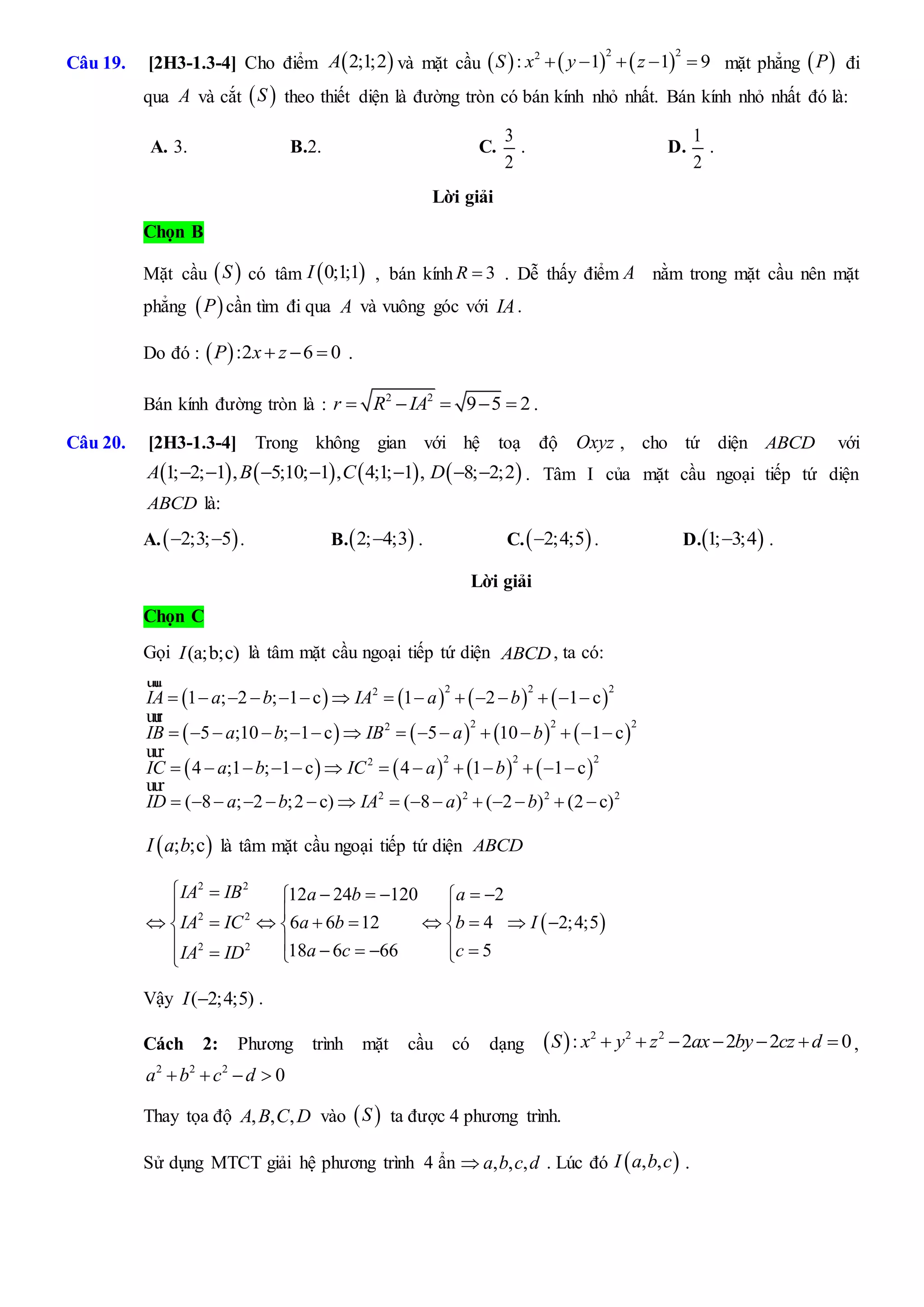 Chuyên Đề Phương Pháp Tọa Độ Trong Không Gian Oxyz Tự Luận Và Trắc Nghiệm | DOCX