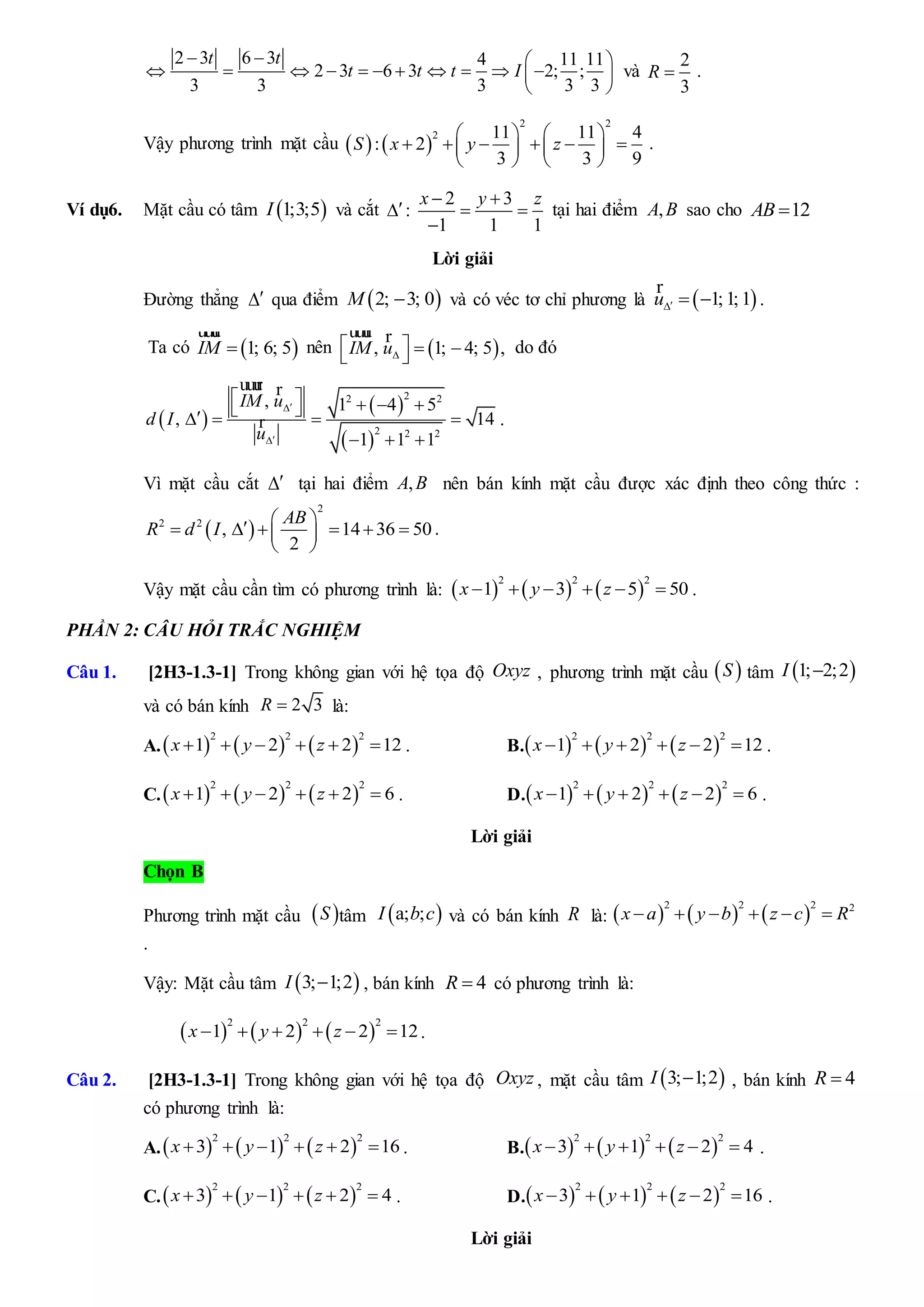 Chuyên Đề Phương Pháp Tọa Độ Trong Không Gian Oxyz Tự Luận Và Trắc Nghiệm | DOCX
