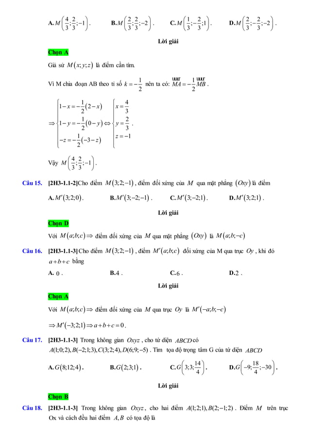 Chuyên Đề Phương Pháp Tọa Độ Trong Không Gian Oxyz Tự Luận Và Trắc Nghiệm | DOCX
