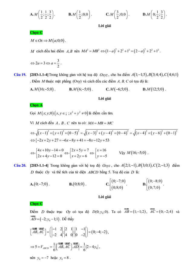 Chuyên Đề Phương Pháp Tọa Độ Trong Không Gian Oxyz Tự Luận Và Trắc Nghiệm | DOCX