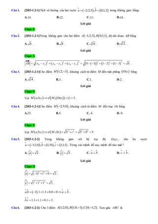 Chuyên Đề Phương Pháp Tọa Độ Trong Không Gian Oxyz Tự Luận Và Trắc Nghiệm | DOCX