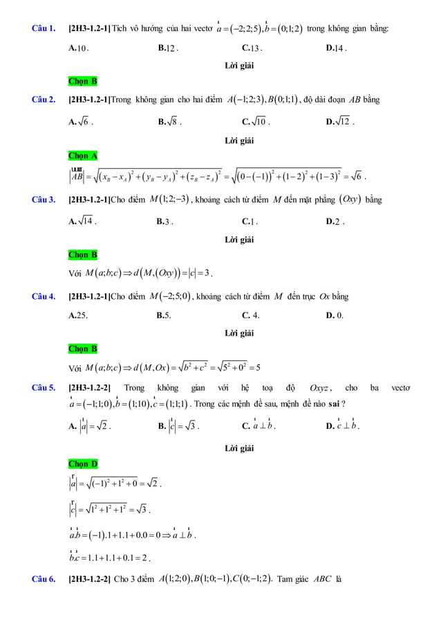 Chuyên Đề Phương Pháp Tọa Độ Trong Không Gian Oxyz Tự Luận Và Trắc Nghiệm | DOCX
