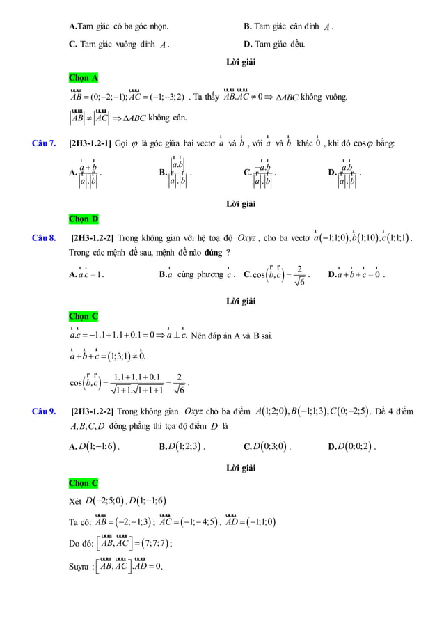 Chuyên Đề Phương Pháp Tọa Độ Trong Không Gian Oxyz Tự Luận Và Trắc Nghiệm | DOCX