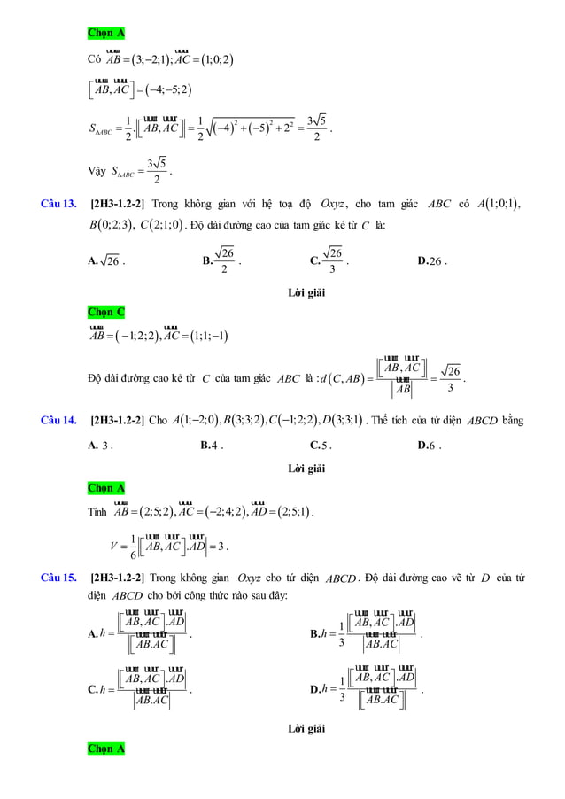 Chuyên Đề Phương Pháp Tọa Độ Trong Không Gian Oxyz Tự Luận Và Trắc Nghiệm | DOCX