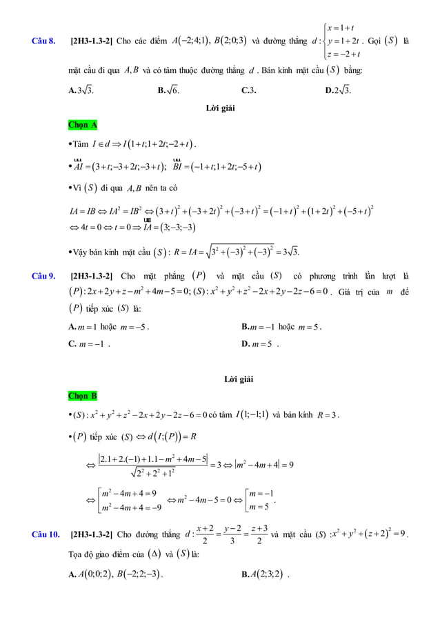 Chuyên Đề Phương Pháp Tọa Độ Trong Không Gian Oxyz Tự Luận Và Trắc Nghiệm | DOCX