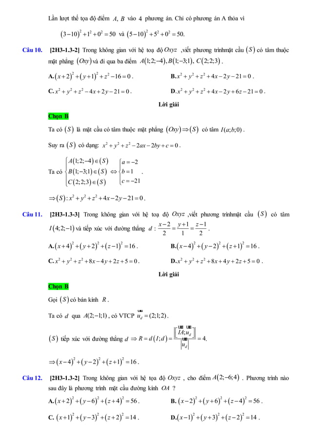 Chuyên Đề Phương Pháp Tọa Độ Trong Không Gian Oxyz Tự Luận Và Trắc Nghiệm | DOCX