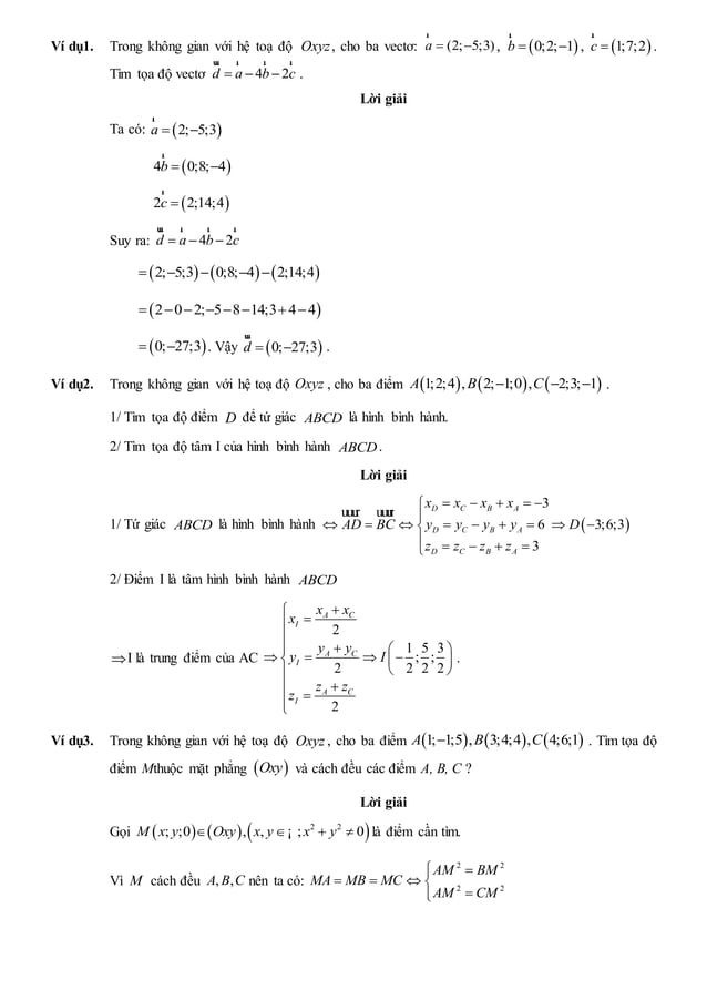 Chuyên Đề Phương Pháp Tọa Độ Trong Không Gian Oxyz Tự Luận Và Trắc Nghiệm | DOCX