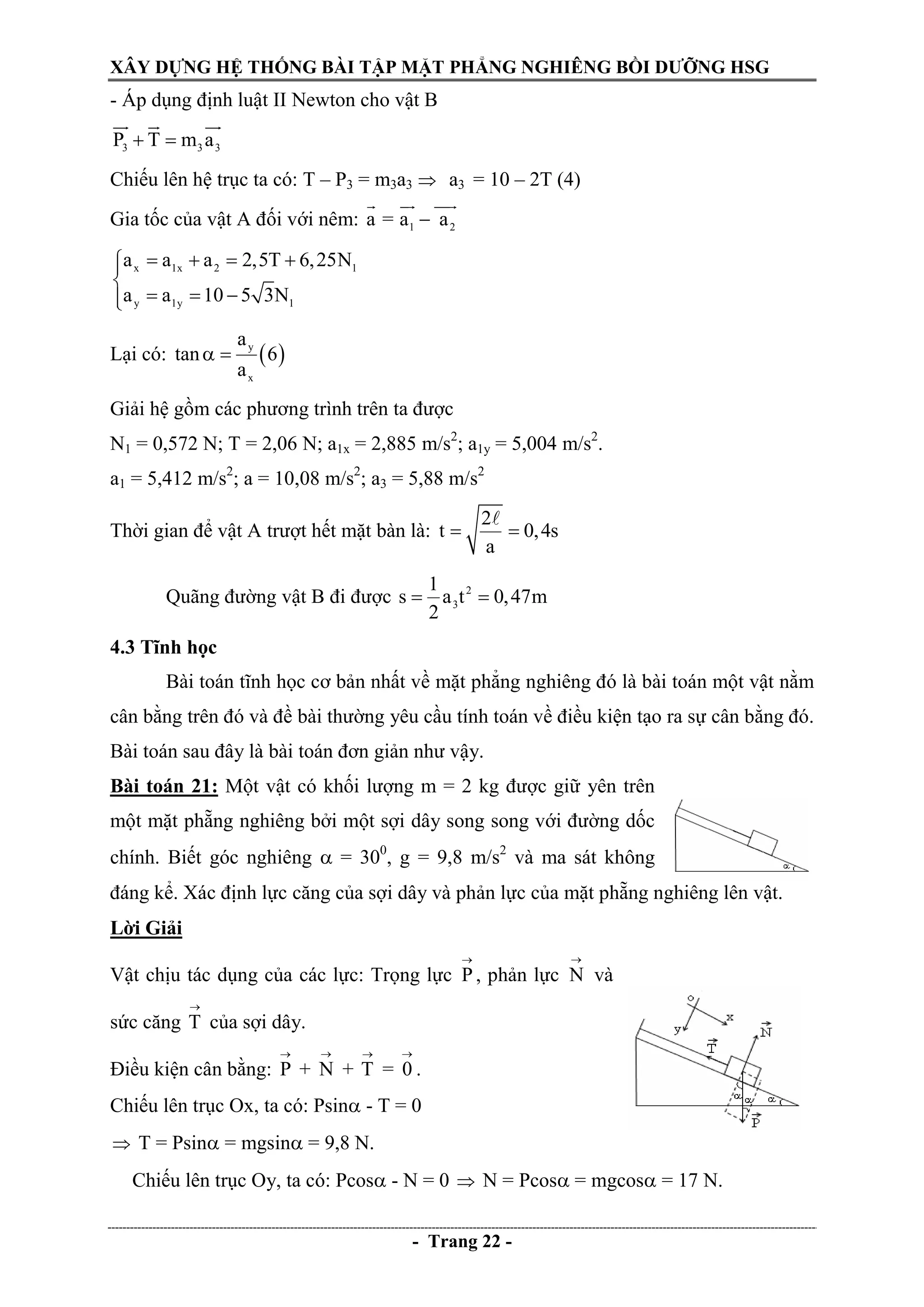 chuyên đề hệ thống bài tập mặt phẳng nghiêng lý 10 | PDF