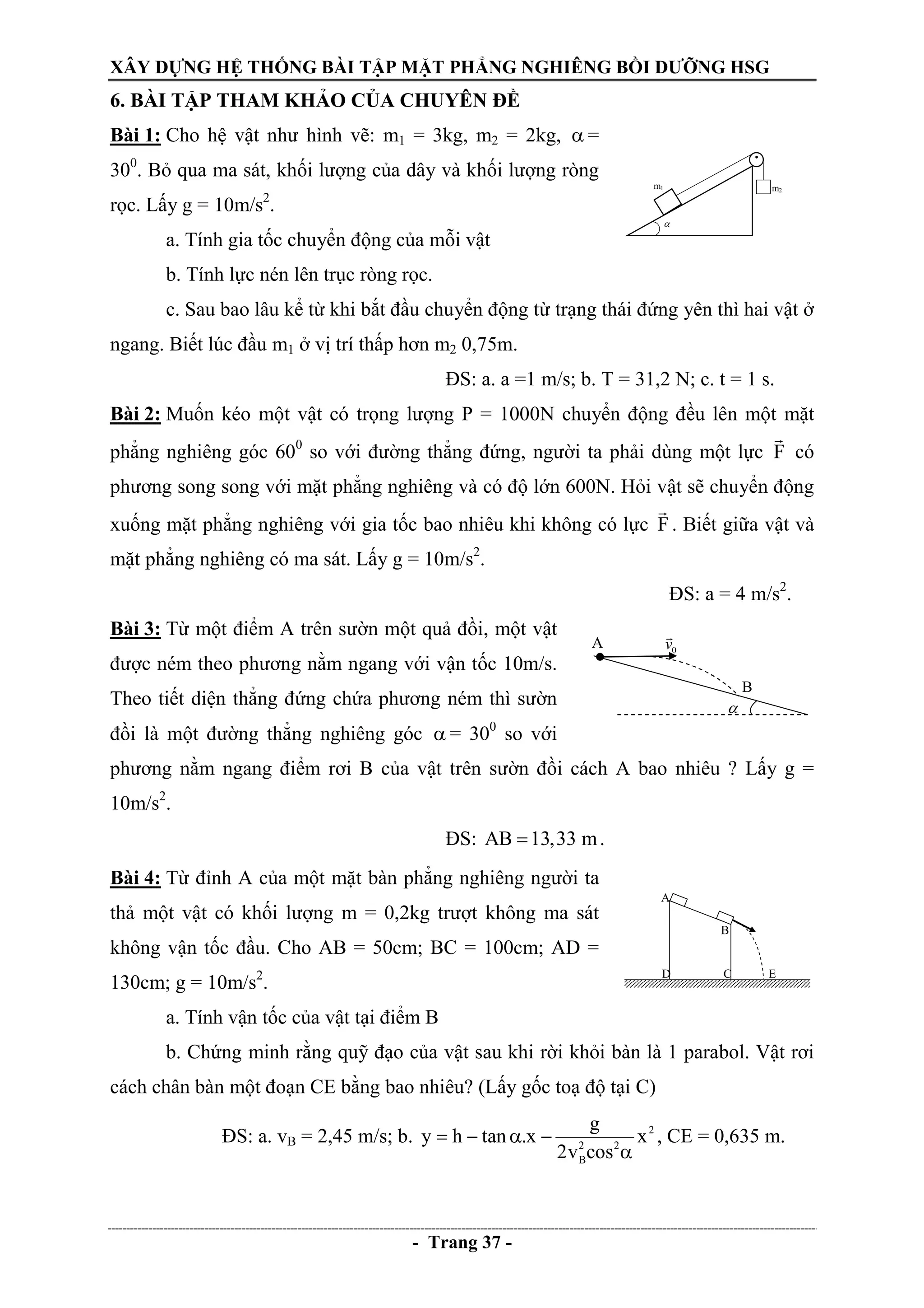 chuyên đề hệ thống bài tập mặt phẳng nghiêng lý 10 | PDF