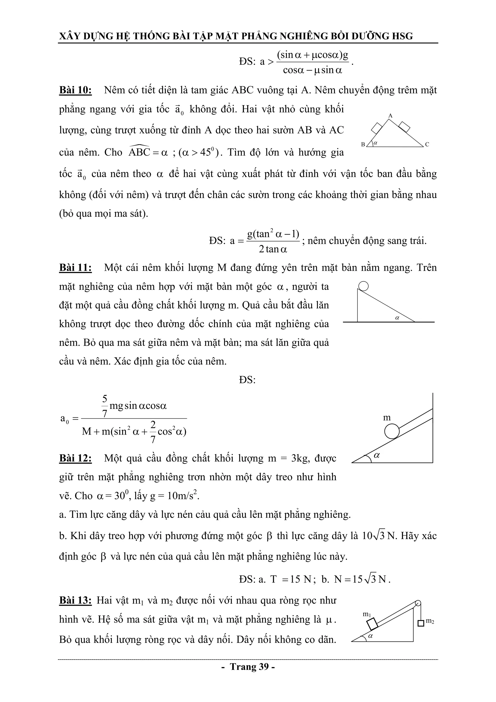 chuyên đề hệ thống bài tập mặt phẳng nghiêng lý 10 | PDF