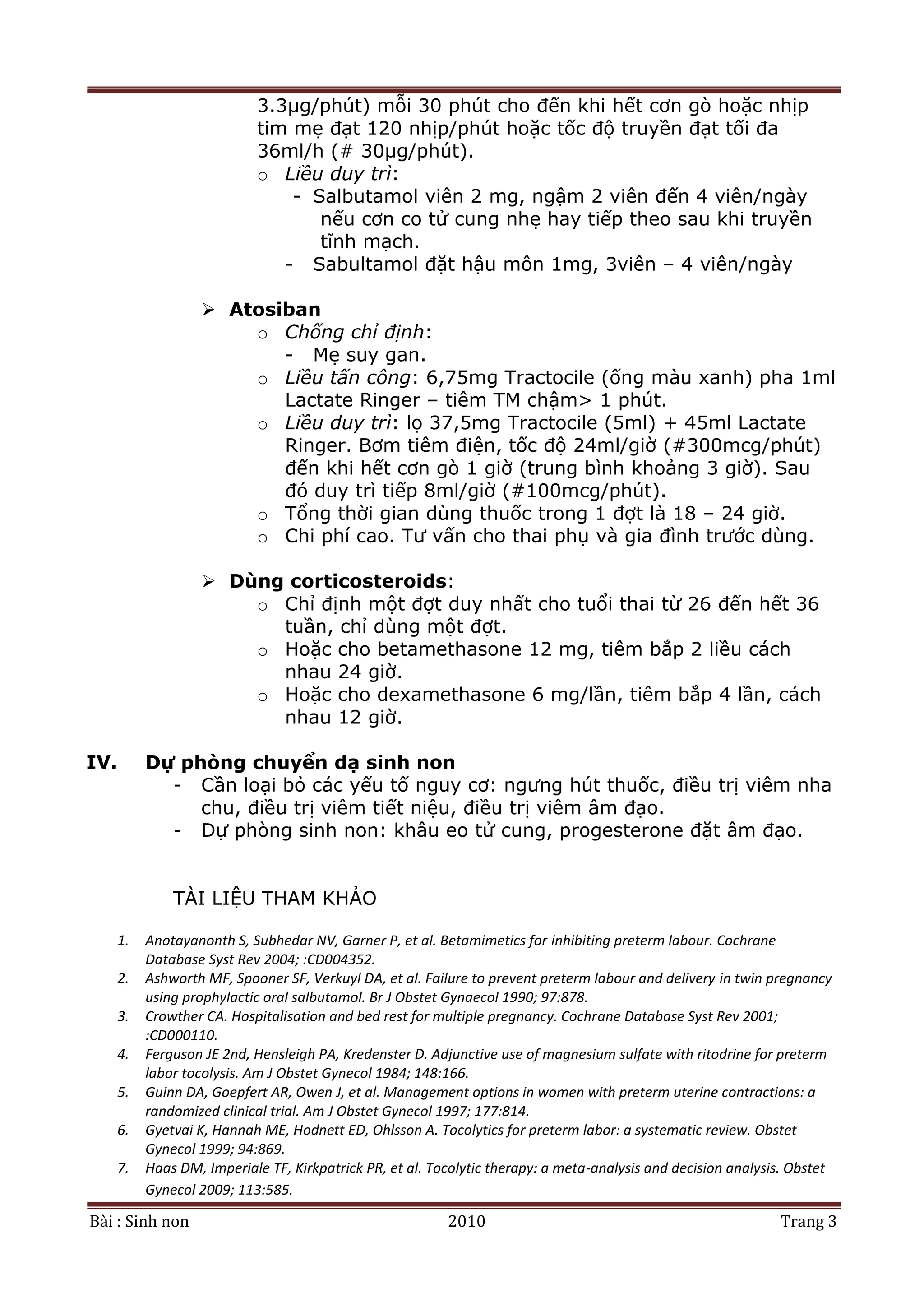 CHUYỂN DẠ SINH NON | PDF